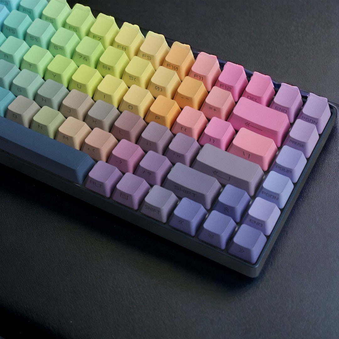Backlit Pastel Rainbow Gradient Side Print Keycap Set for Mechanical ...