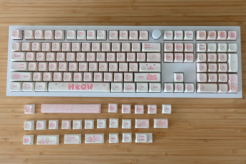 Pink Rose Cat Theme Keycap Set: XDA Profile, PBT - Etsy