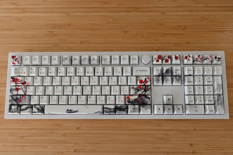 Sakura Cherry Blossom Japanese Keycap Set: French, Japanese, German ...