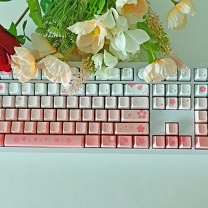 Backlit Soft Pink Cherry Blossom Keycap Set: OEM Profile, PBT - Etsy