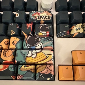 Backlit Comic Cartoon Astronaut Keycap Set for Mechanical Keyboard ...