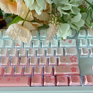 Backlit Soft Pink Cherry Blossom Keycap Set: OEM Profile, PBT - Etsy