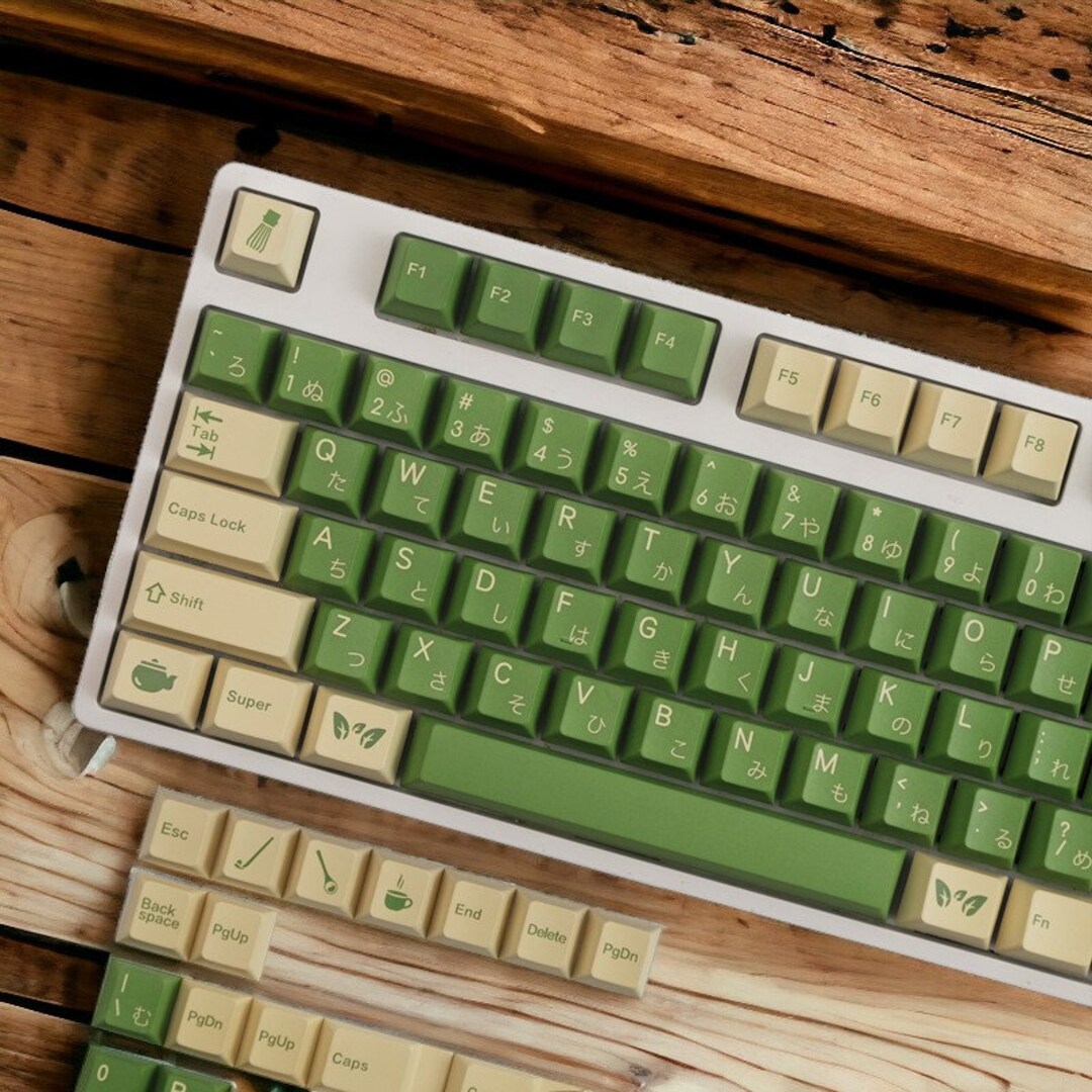 Matcha Japanese Green Tea Cafe Theme Keycap Set for Mechanical Keyboard ...