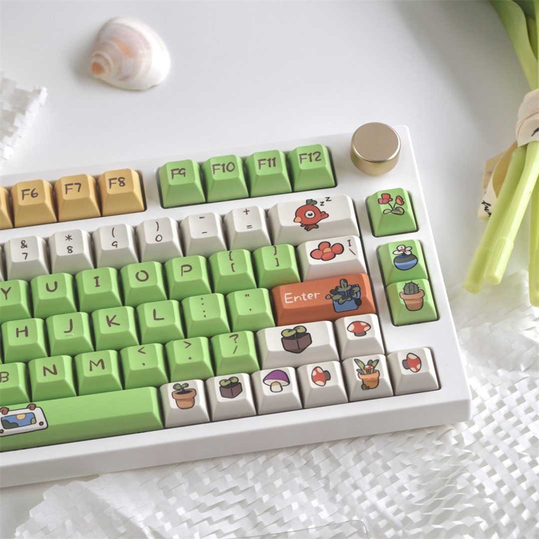 136 Pcs Cute Summer Botanical Garden Keycap Set for Mechanical Keyboard ...