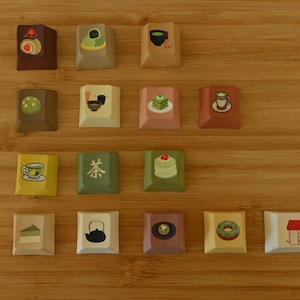 Matcha Dessert Japanese Green Tea Theme Keycaps for Numpad Mechanical ...
