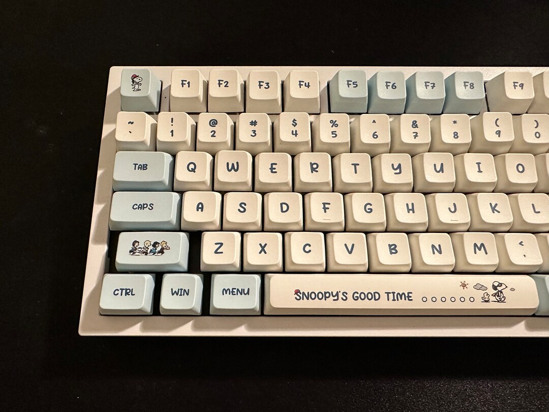 Cute Black and White Peanuts Dog Custom Keycap Set for Mechanical ...