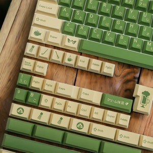 Matcha Japanese Green Tea Cafe Theme Keycap Set for Mechanical Keyboard ...