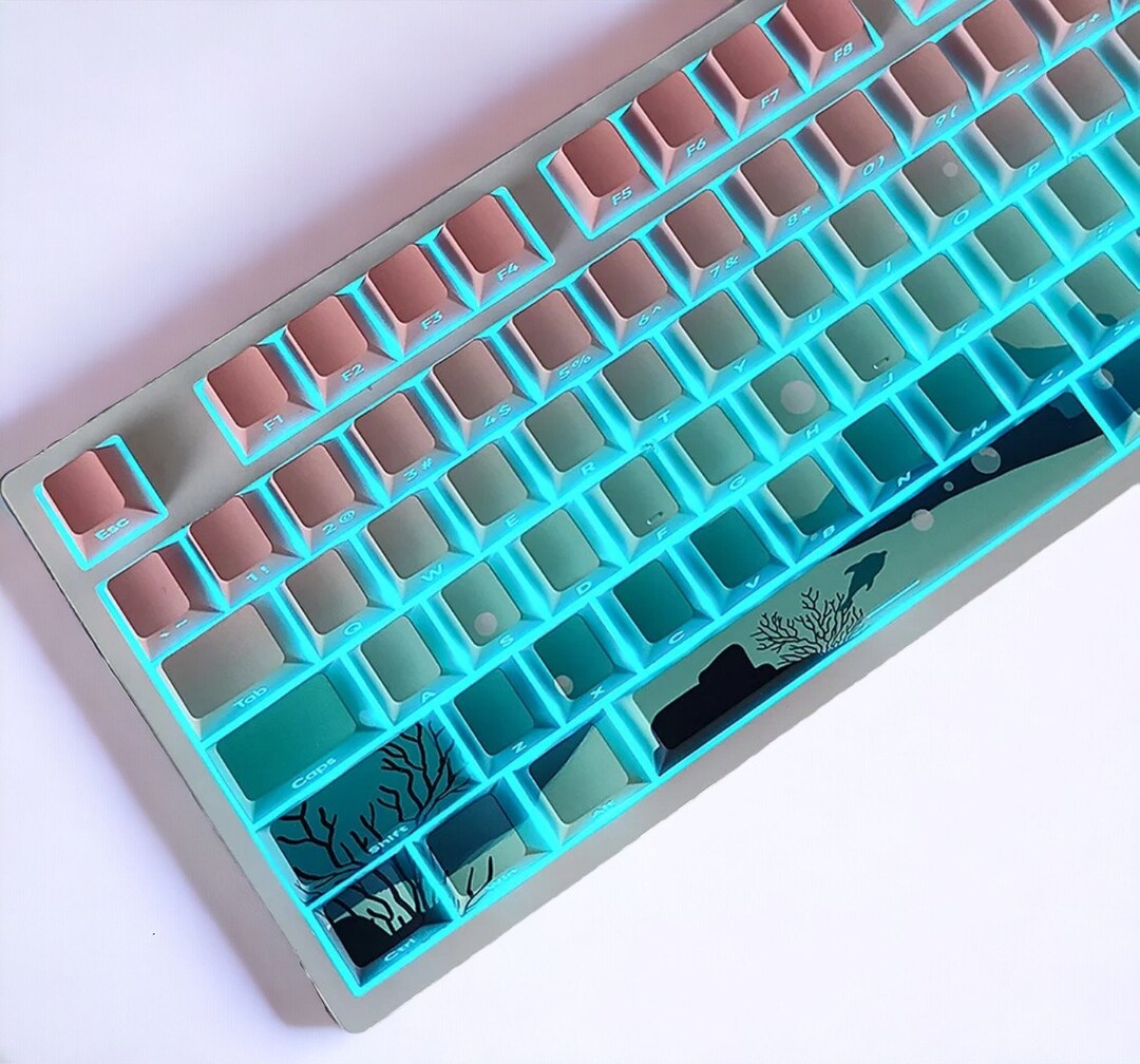 Aqua Dream Deep Ocean Theme Keycap Set for Mechanical Keyboard 125 Keys ...