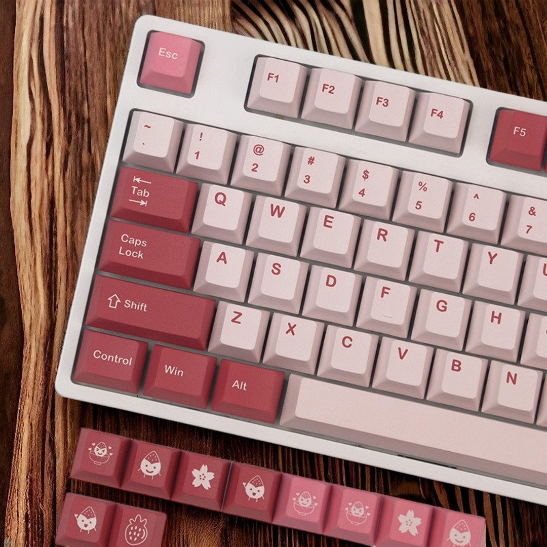 Cute Strawberry Red Bean Mochi Dessert Keycap Set for Mechanical ...