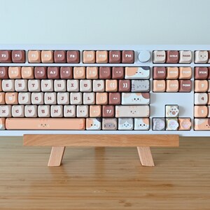 Cute Brown Cat Theme Custom Keycap Set for Mechanical Keyboard | 138 ...