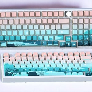 Aqua Dream Deep Ocean Theme Keycap Set for Mechanical Keyboard 125 Keys ...