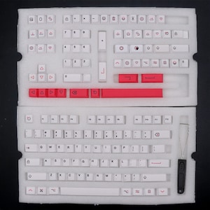 Minimalist Red / White Japanese Theme Keycap Set for Mechanical ...