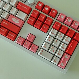 Cute Strawberry Red Bean Mochi Dessert Keycap Set for Mechanical ...