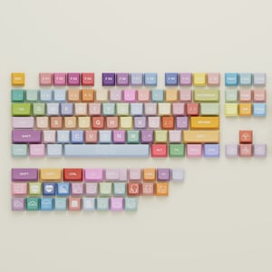 Cute Rainbow Candy Keycaps for Mechanical Gaming Keyboard | 132 Keys ...