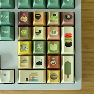 Matcha Dessert Japanese Green Tea Theme Keycaps for Numpad Mechanical ...