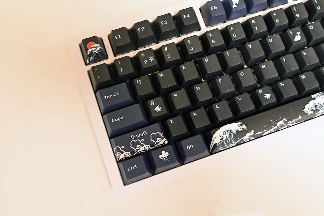 Stormy Dark Night at Sea Theme Ocean Waves Keycap Set for Mechanical ...