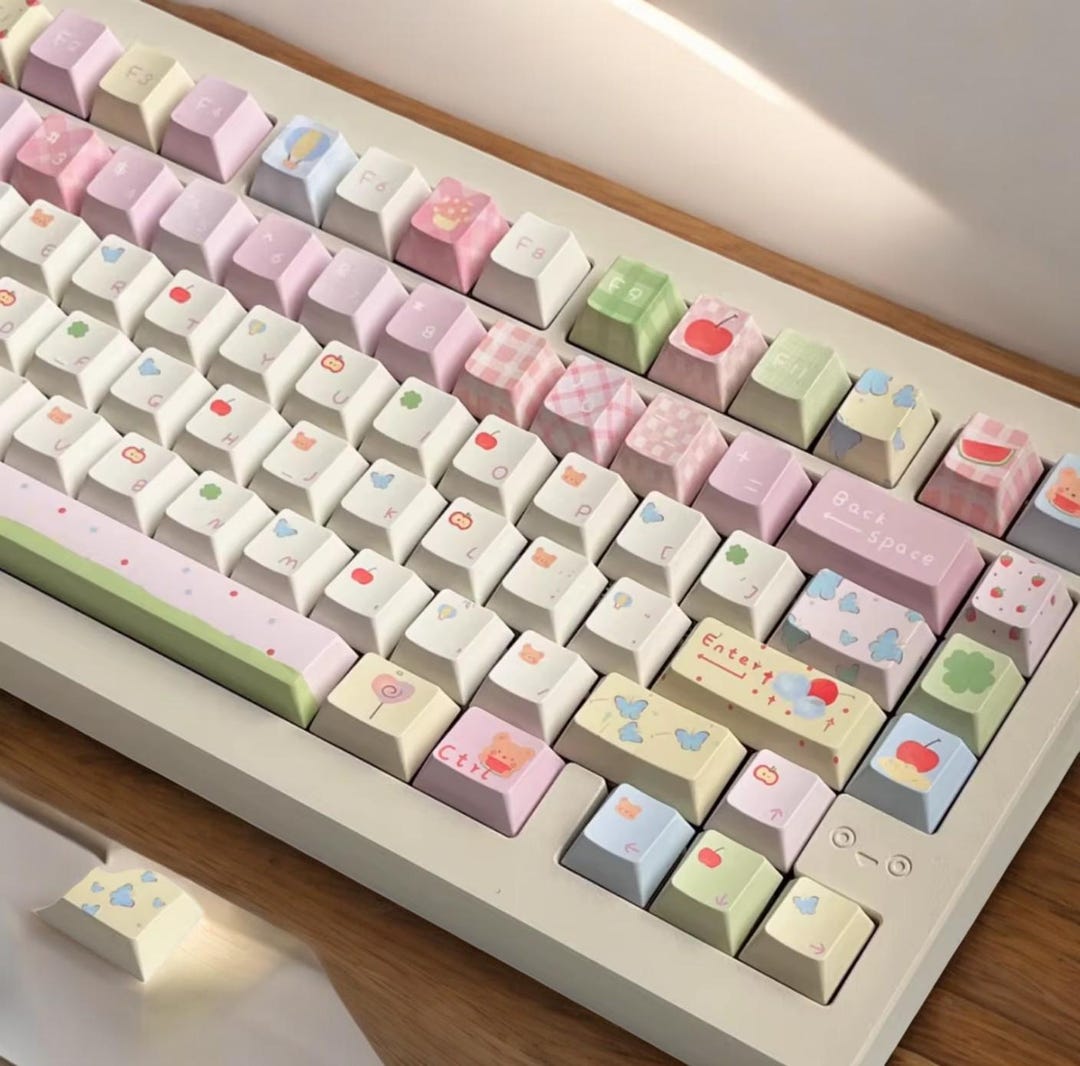 Cute Bear Spring Picnic Theme Keycap Set for Mechanical Keyboard | 134 ...
