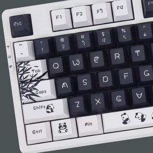 139 Pcs Cute Panda Bamboo Minimalist Theme Keycap Set for Mechanical ...
