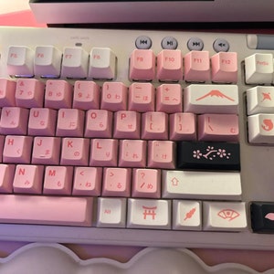 White Pink Sakura Cherry Blossom Japanese Keycap Set: Cherry Profile ...