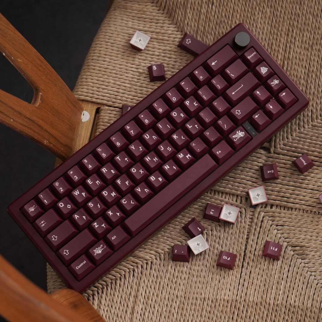 Classic Dark Red Minimalist Keycap Set for Mechanical Keyboard 129 Keys ...