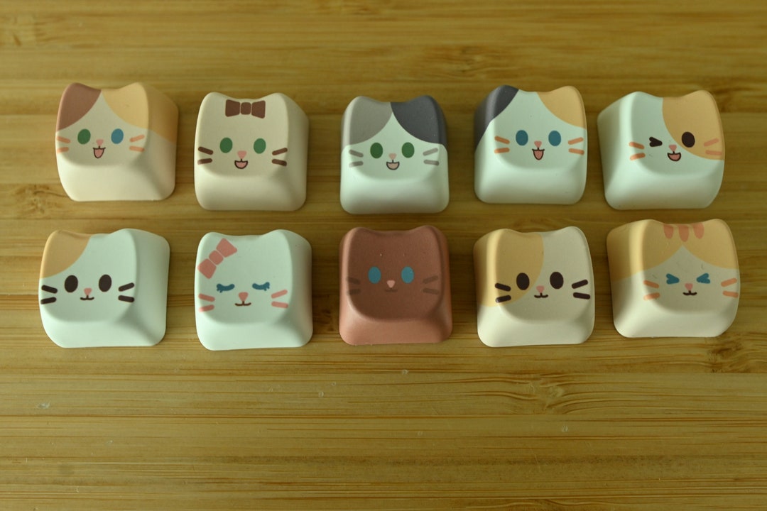 Cute Cat Head Keycaps: MAO Profile, PBT - Etsy