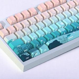 Aqua Dream Deep Ocean Theme Keycap Set for Mechanical Keyboard 125 Keys ...