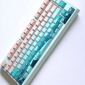 Aqua Dream Deep Ocean Theme Keycap Set for Mechanical Keyboard 125 Keys ...