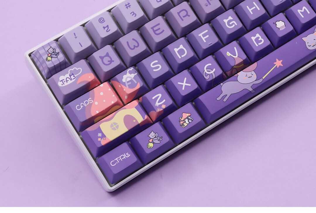 139 / 158 Purple Cartoon Cat Theme Keycap for Mechanical - Etsy