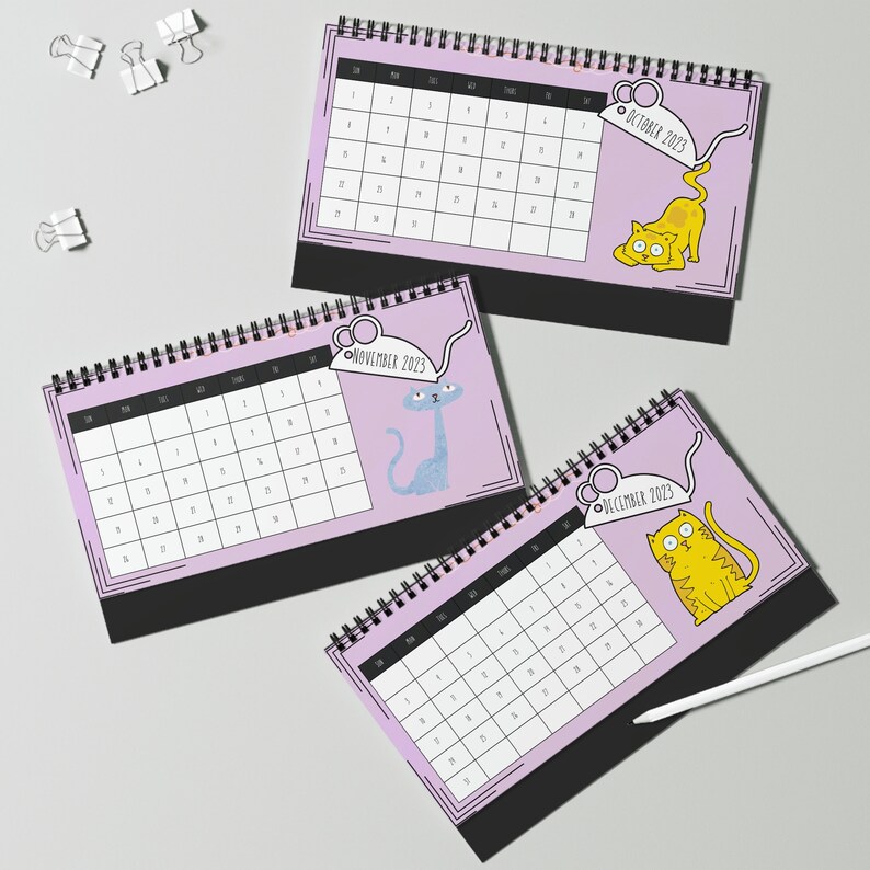 Feline Fun: Personalized Cat Themed Desk Calendar - 10"x5" | Cat ...