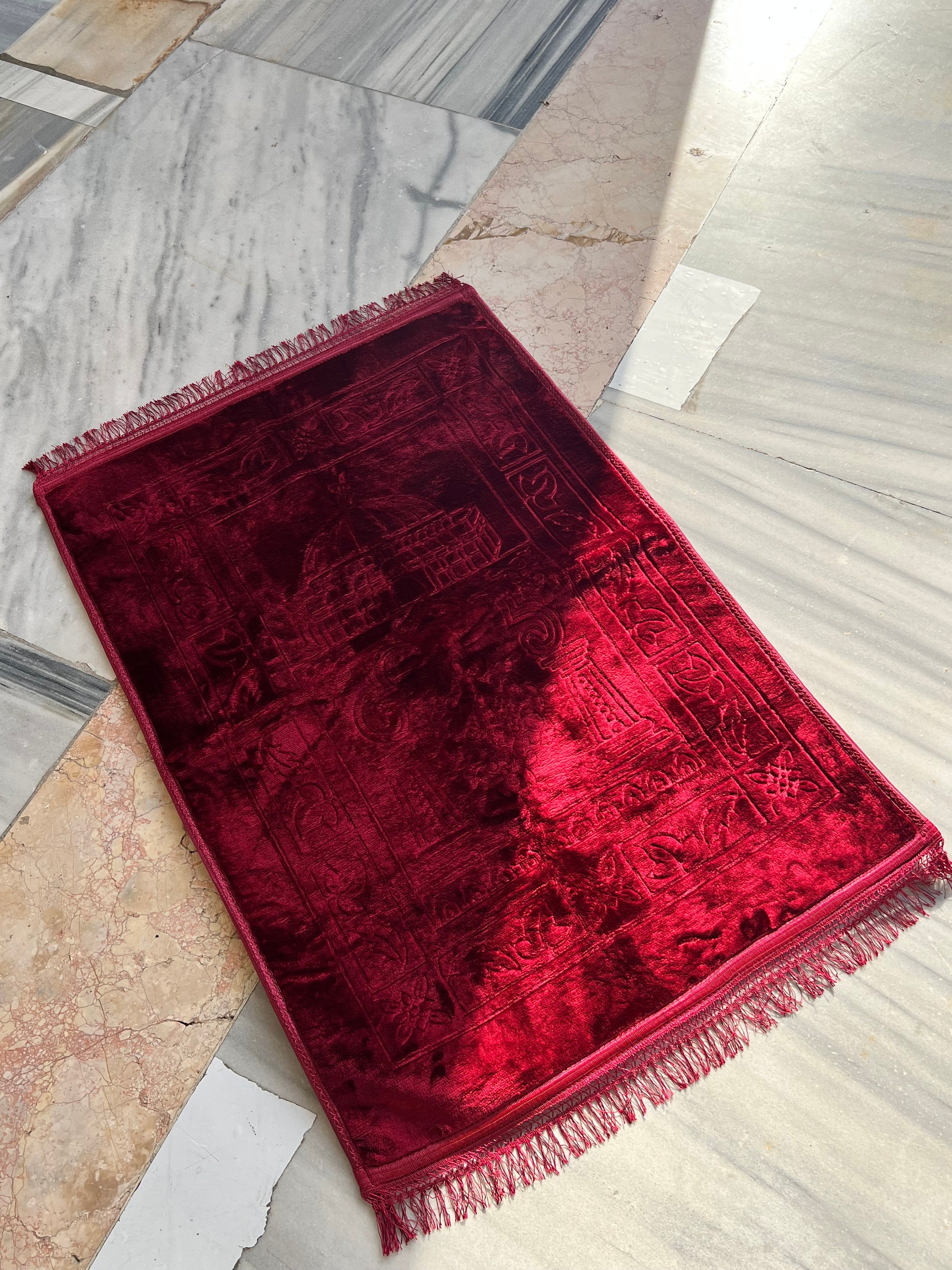 Red Prayer Matthick Plush Prayer Rug Quran Tasbeeh - Etsy