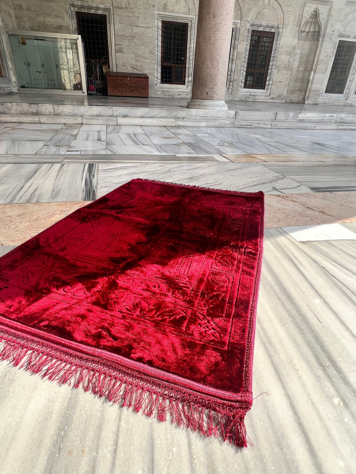 Red Prayer Matthick Plush Prayer Rug Quran Tasbeeh - Etsy