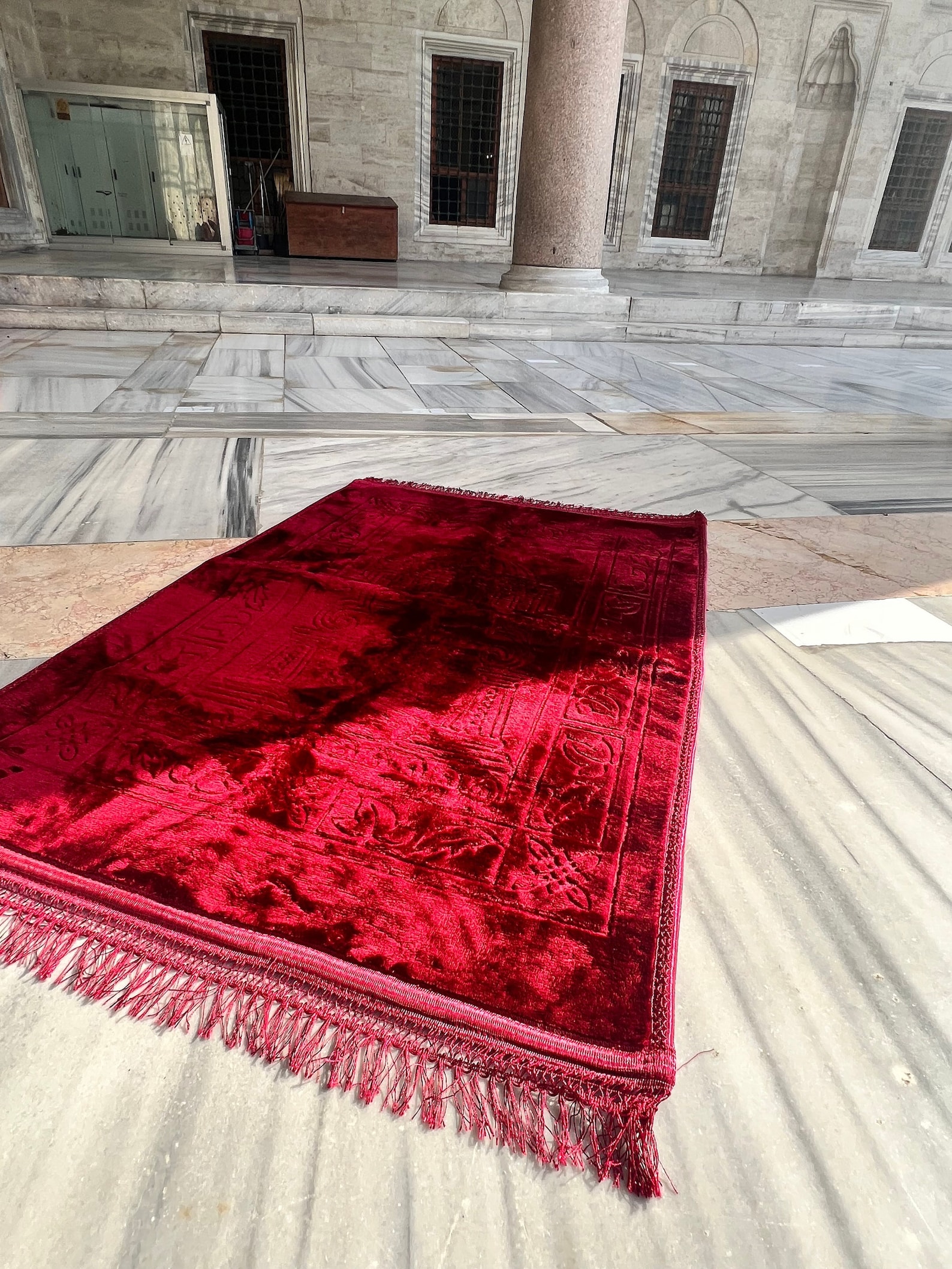 Red Prayer Matthick Plush Prayer Rug Quran Tasbeeh - Etsy
