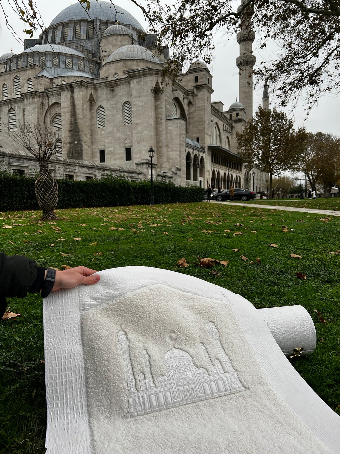 Leather Prayer Rug With Bag,luxury Prayer Mat,bismillah Embroidered Bag ...
