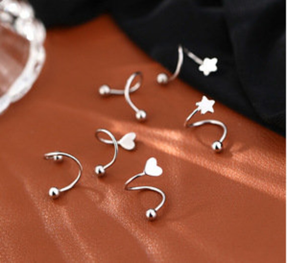 Silver Hoop Twist Earrings,sterling Silver Spiral Wrap Around Earrings ...