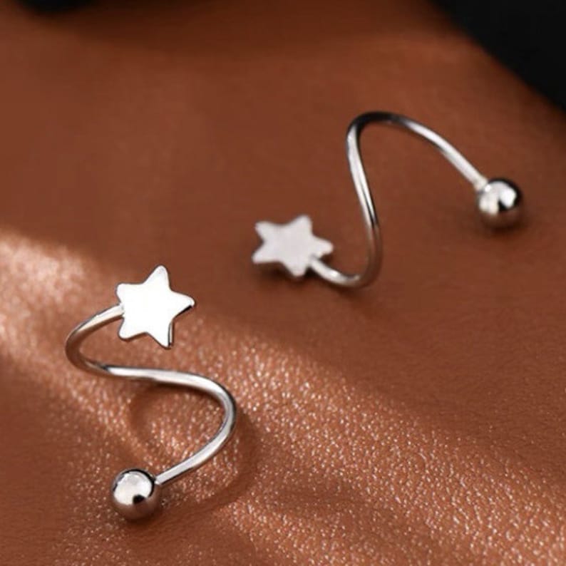 Silver Hoop Twist Earrings,sterling Silver Spiral Wrap Around Earrings ...
