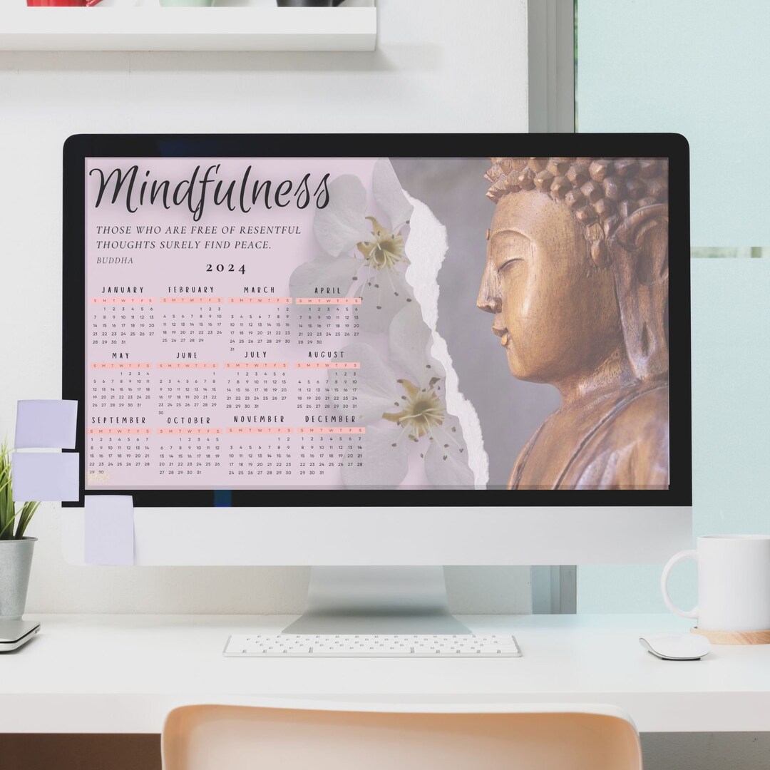 Zen Desktop Wallpaper Calender With Inspirational Quote, 2024 2025 ...