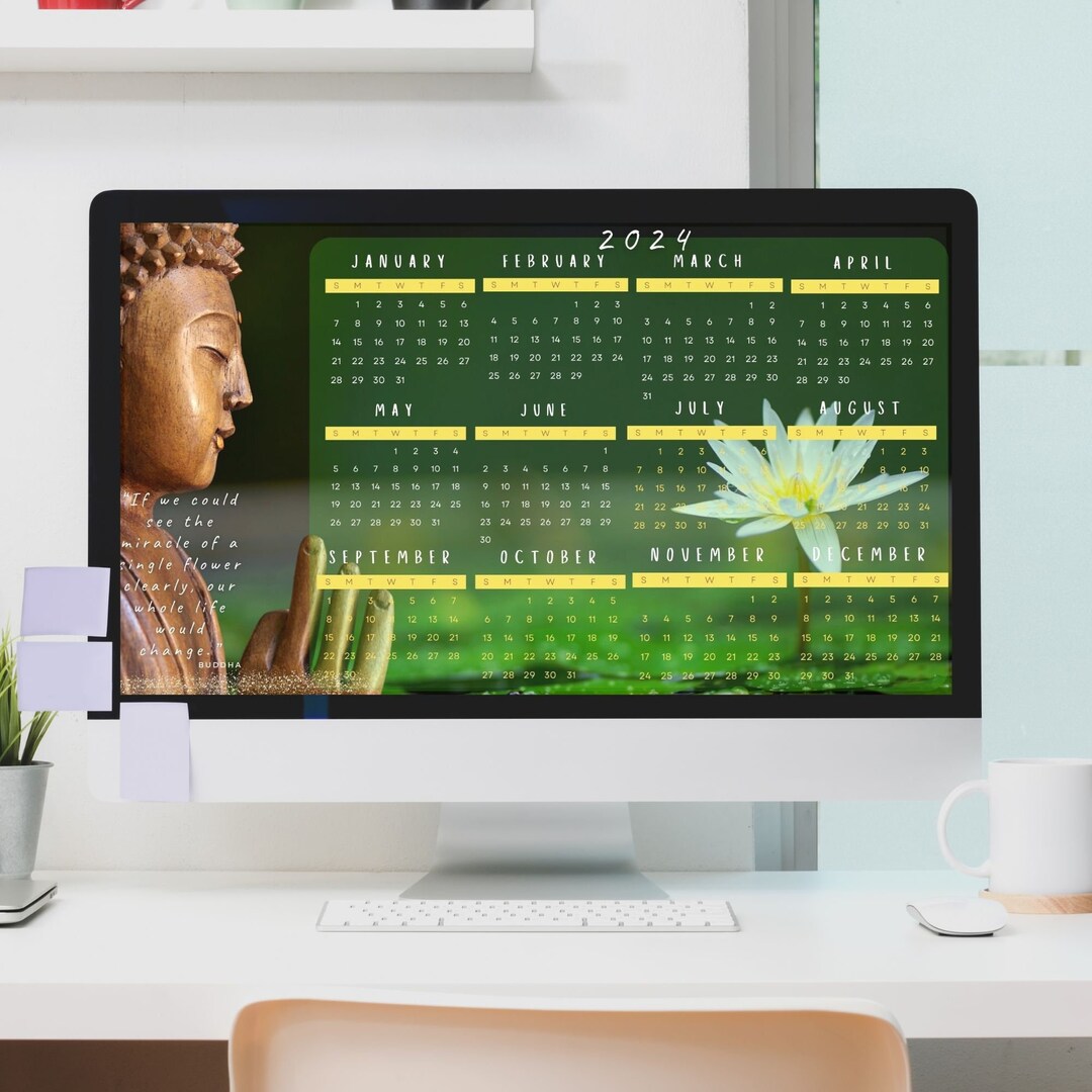 Zen Desktop Wallpaper Calender With Inspirational Quote, 2024 2025 ...