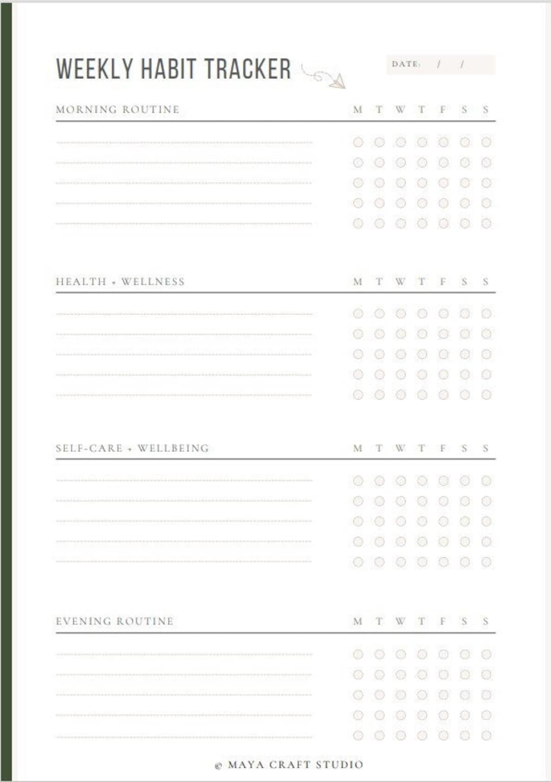 Weekly Habit Tracker Habit Building Planner Digital Weekly Habit ...