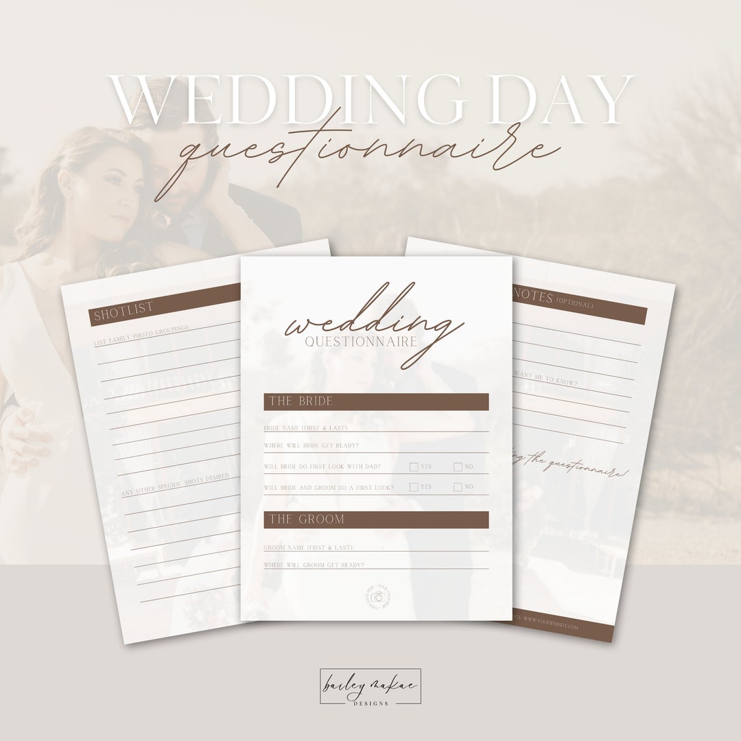 Photography Questionnaire Template | Wedding Photography Questionnaire ...