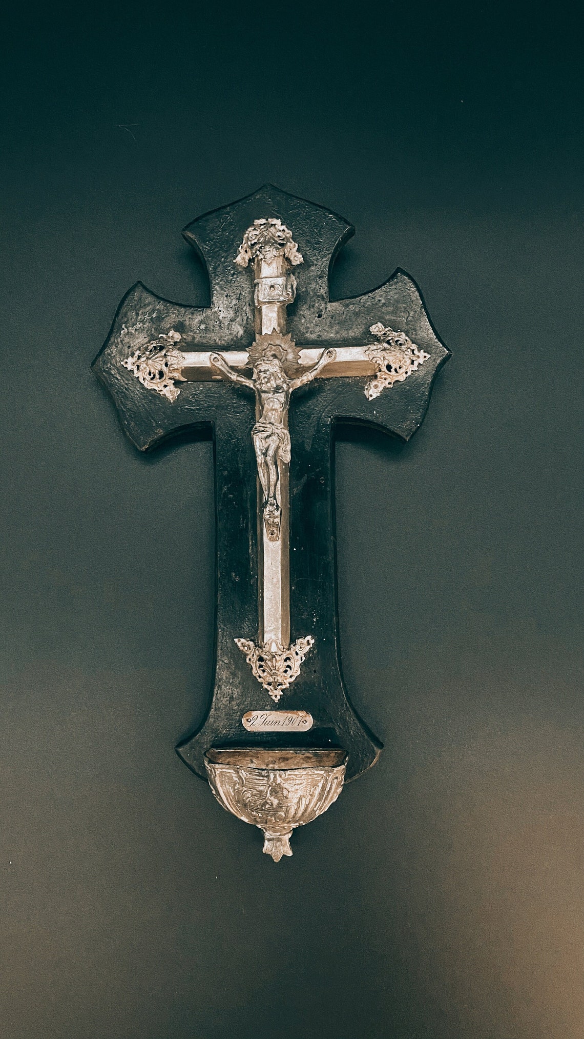 Catholic Holy Water Font Crucifix - Etsy