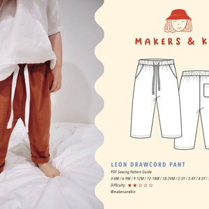 Leon Drawcord Pant PDF Sewing Pattern, Unisex Kids, Casual Pant, Sizes ...