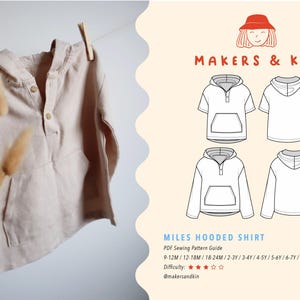 Miles Hooded Linen Shirt Sewing Pattern – Unisex - Relaxed Fit (pdf ...