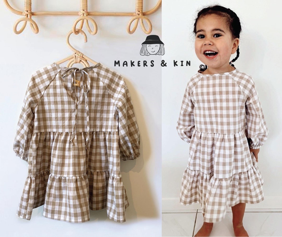 Marcie Raglan Tiered Dress Sewing Pattern, Girls Size 3m-8y (PDF File ...