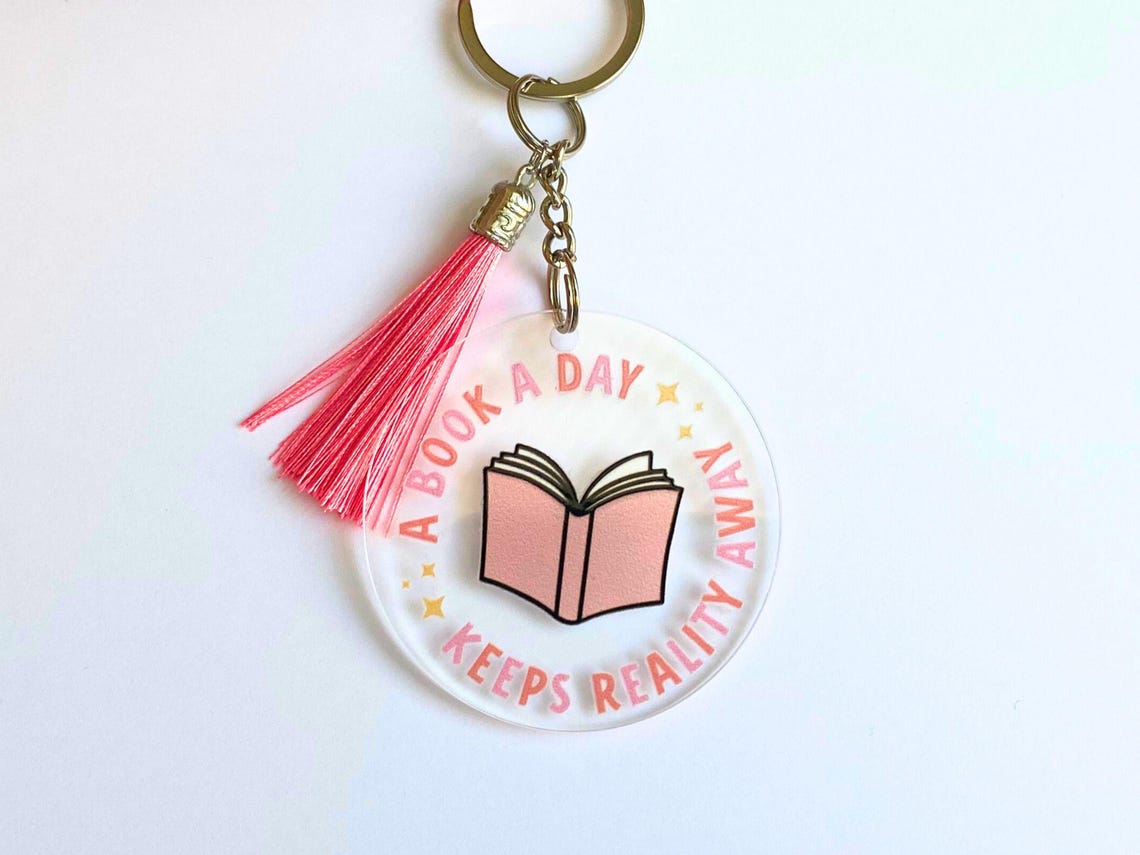 A Book a Day Acrylic Keychain – 2.5" Durable Keyring With UV DTF Book ...