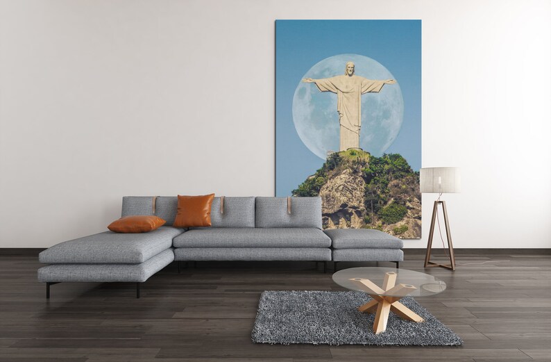 Full Moon Behind Christ the Redeemer Statue - Etsy