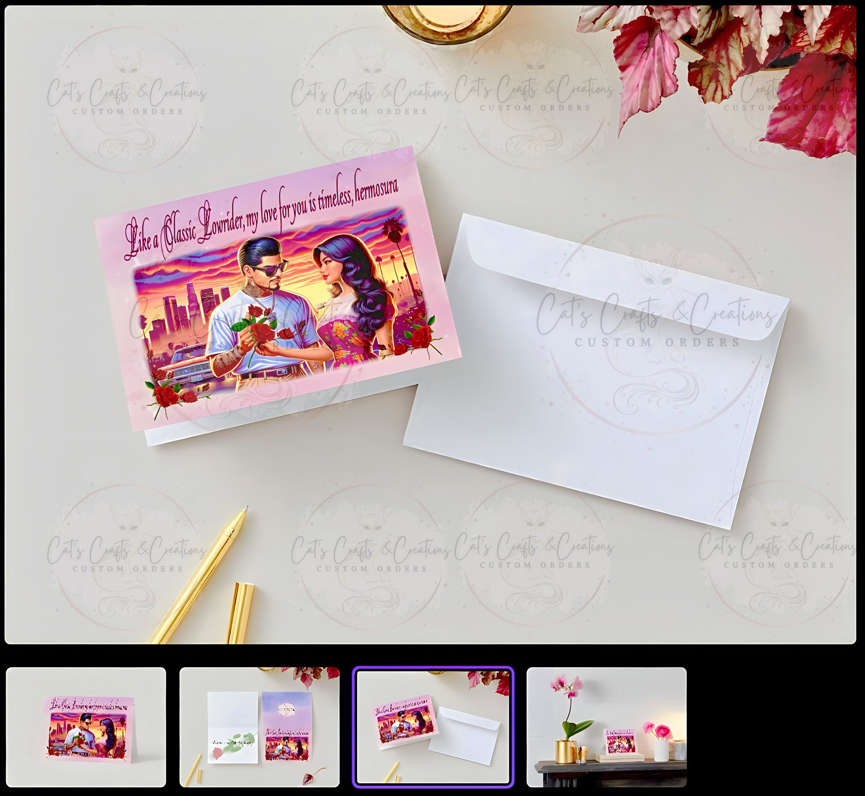 Chicano Timeless Love Card (latina, Cholo, Chola, Lowrider, Jefe, Chulo ...