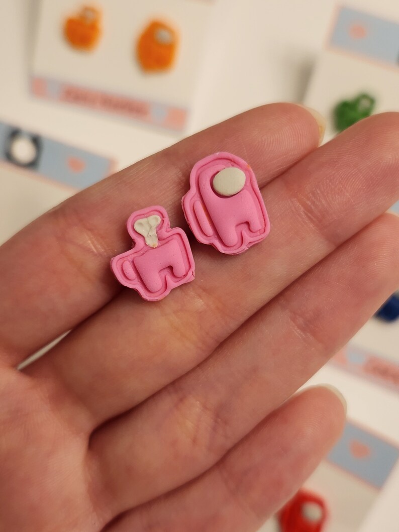 Among Us Imposter Earrings - Studs, Gamer, Cute, Handcrafted, Crewmate ...