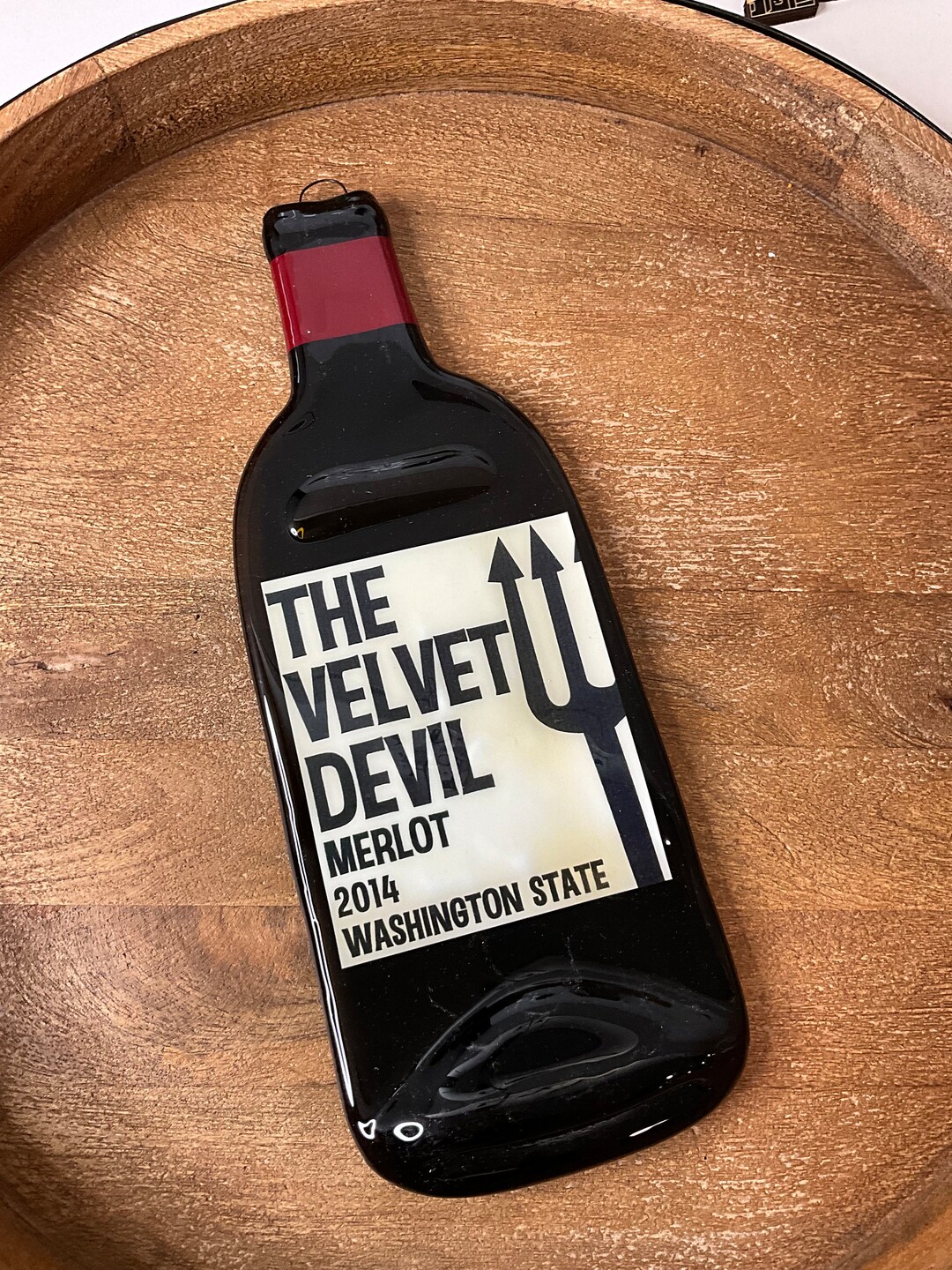 The Velvet Devil - Melted Wine Bottle Cheese Serving Tray - One of Kind ...
