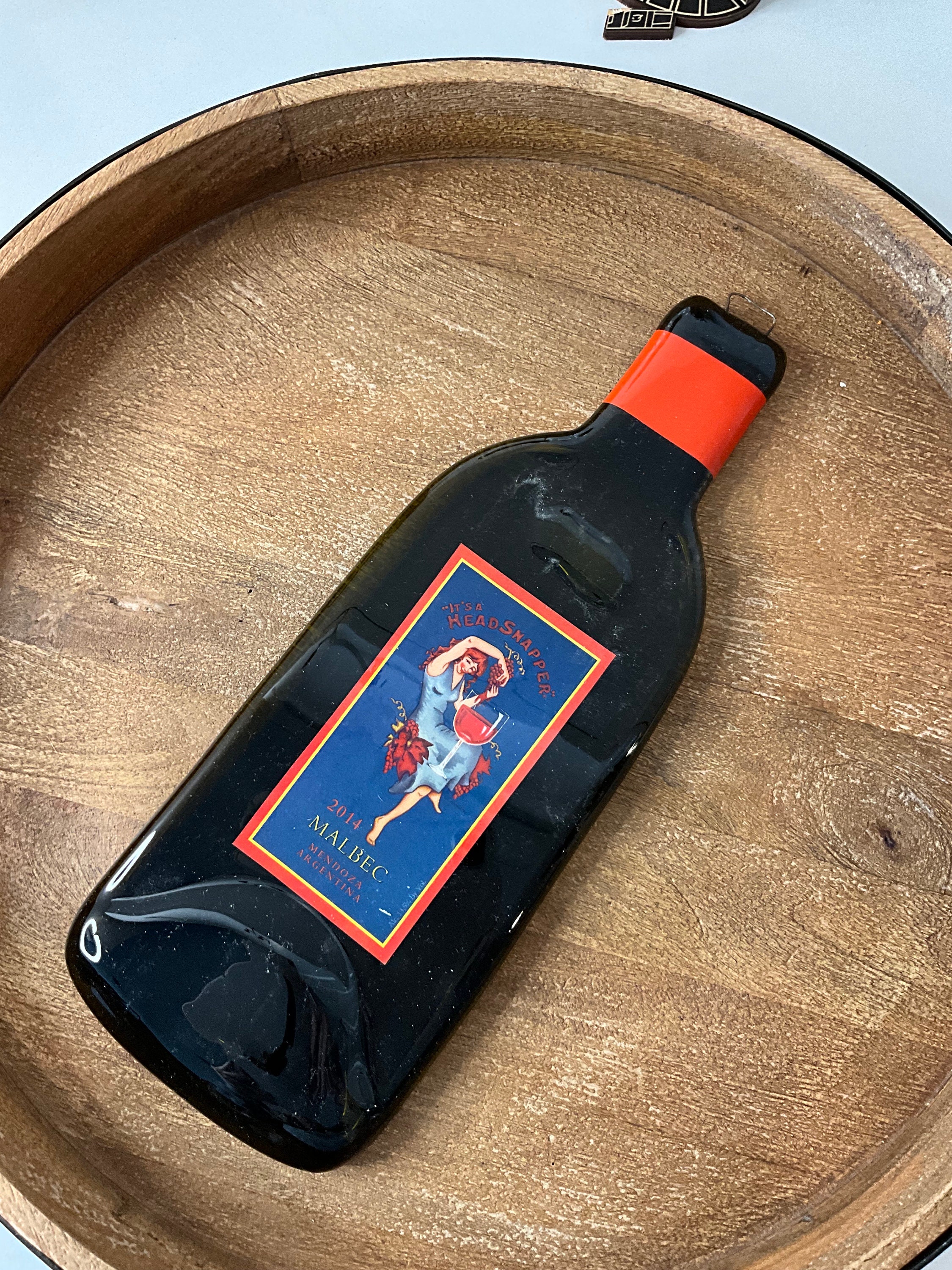 It's A Head Snapper Melted Wine Bottle Cheese Serving Tray One of Kind Gifts / Charcuterie Board ...