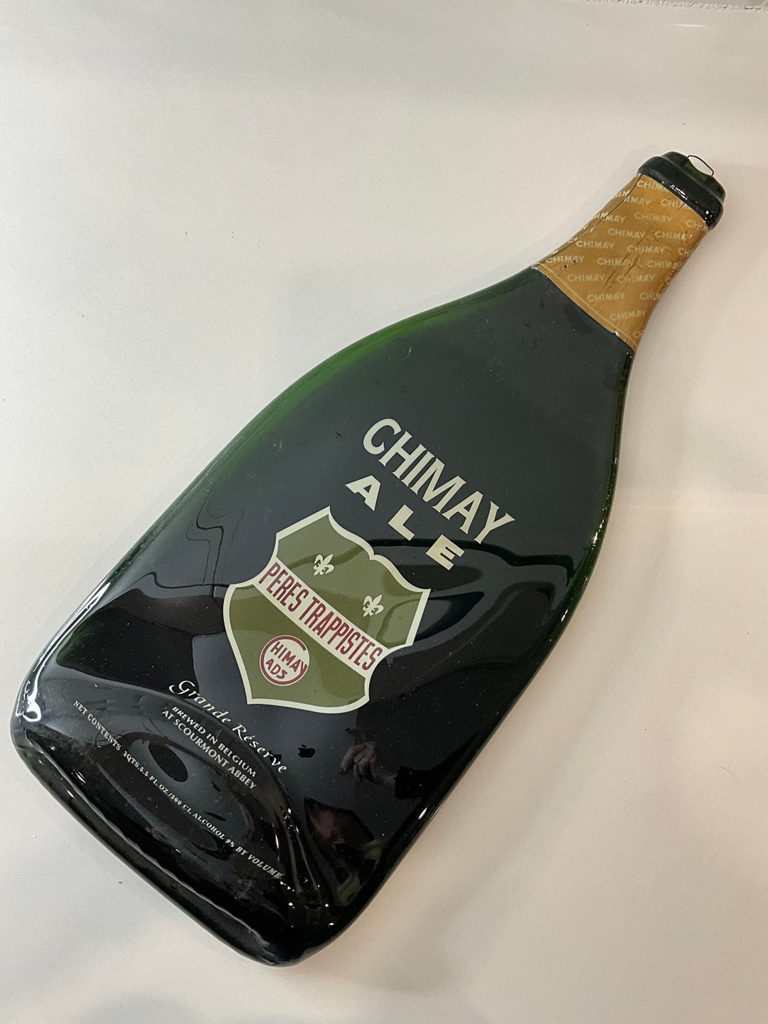 Chimay Ale Grande Reserve- Melted Wine Bottle Cheese Serving Tray ...